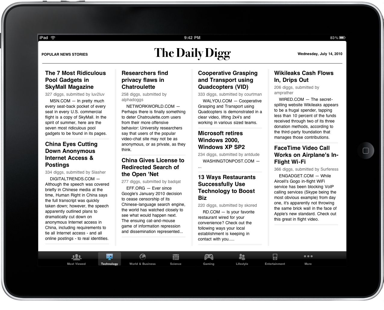 A Daily Digg for iPad - MacStories